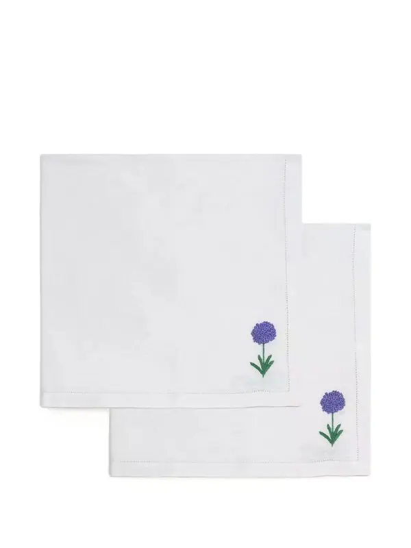 GOHAR WORLD Floral-embroidered Napkins - White