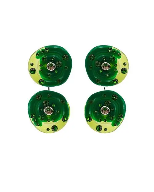 Fry Powers Sun Powers® Resin Saucer Drop Earrings - Zucchini/fern Green
