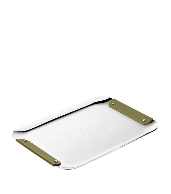 Christofle Leather-trim Club Rectangular Tray - Silver