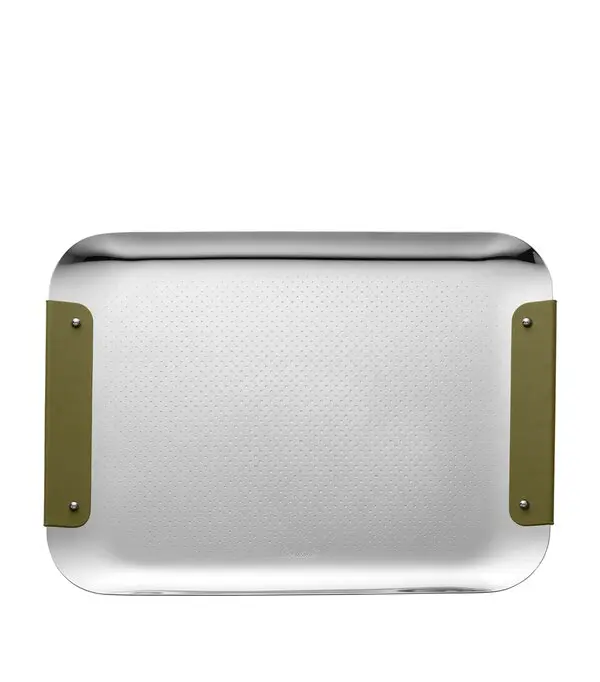 Christofle Leather-trim Club Rectangular Tray