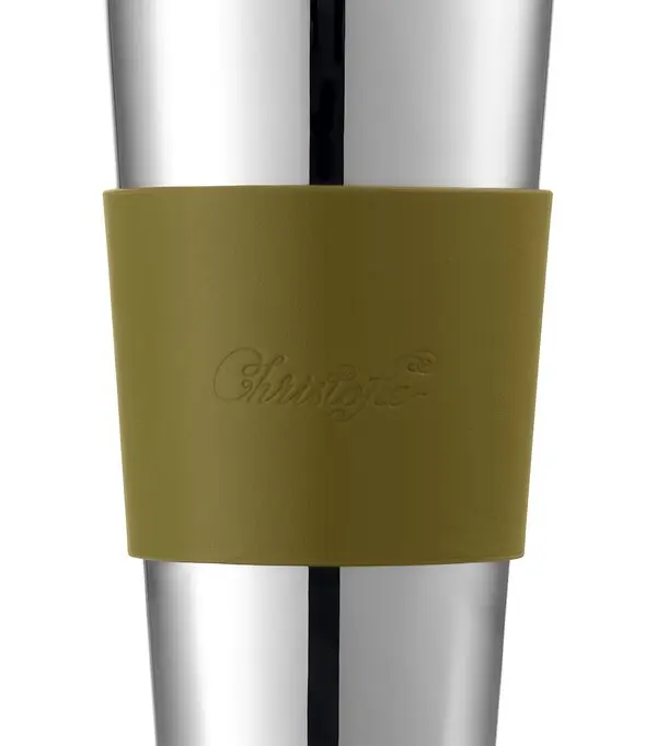 Christofle Stainless Steel And Leather Objets Miroir Travel Cup - Silver