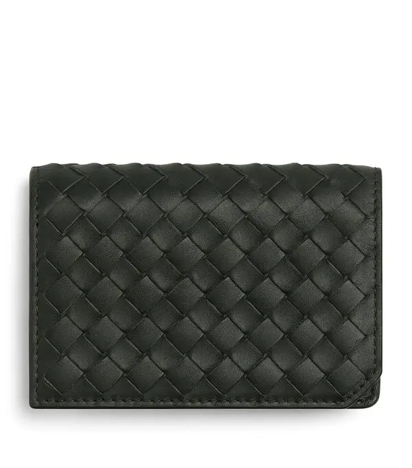 Bottega Veneta Leather Intrecciato Piccolo Card Holder - Green