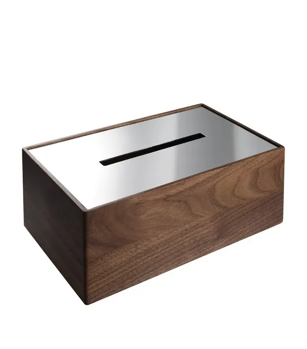 Christofle Walnut-steel Uni Tissue Box - Brown