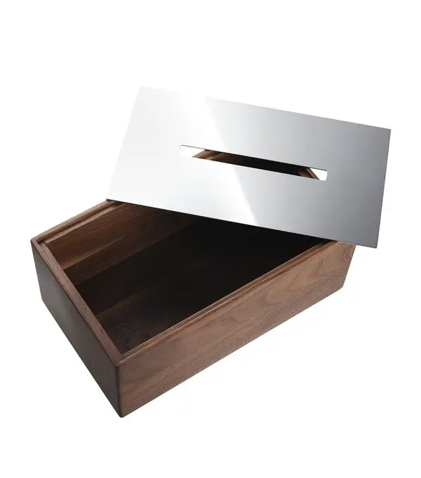 Christofle Walnut-steel Uni Tissue Box