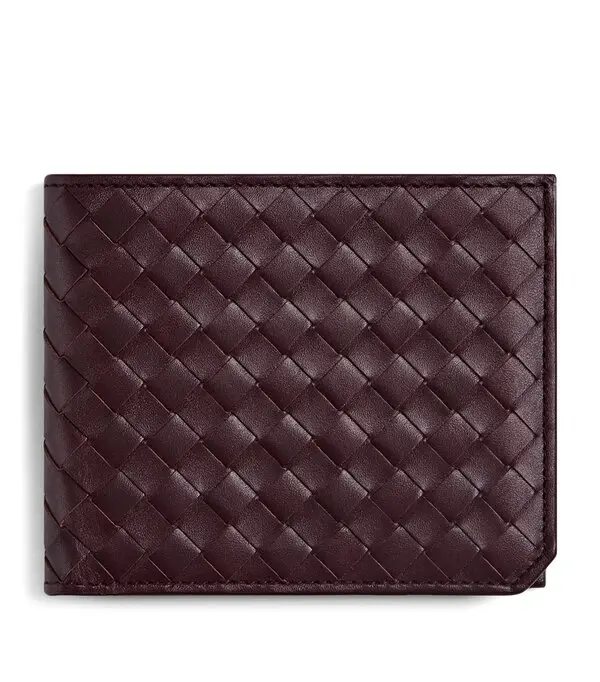 Bottega Veneta Leather Intrecciato Piccolo Bifold Wallet - Brown