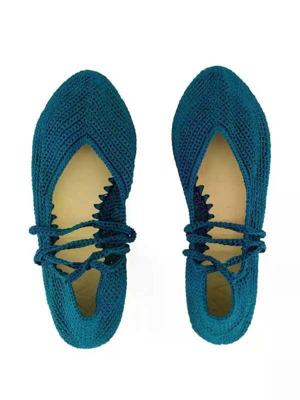 KASHURA Crochet-knit Flat Ballet Shoes - Blue