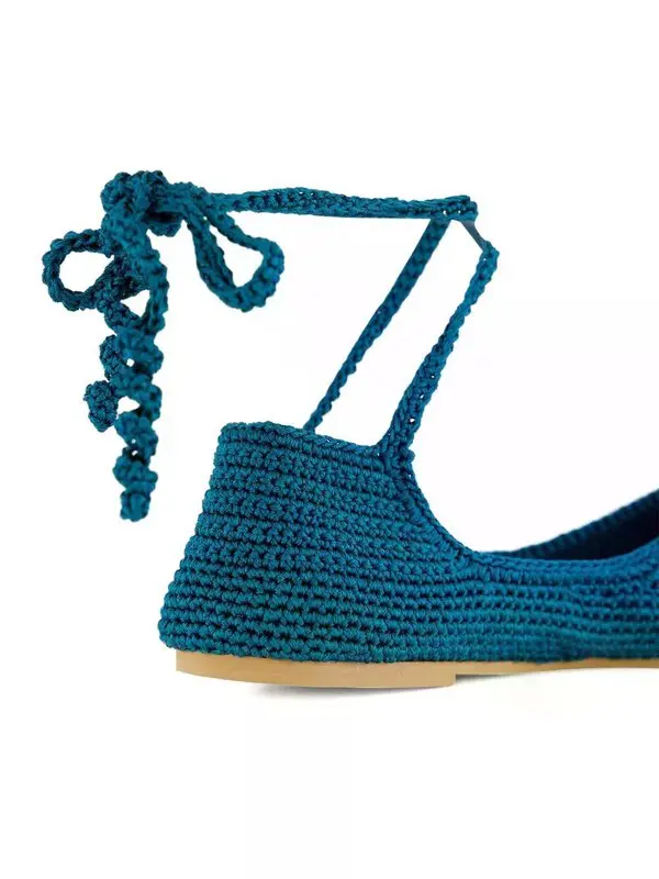 KASHURA Crochet-knit Flat Ballet Shoes - Blue