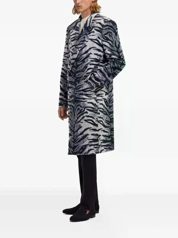Roberto Cavalli Tiger-print Double-breasted Overcoat