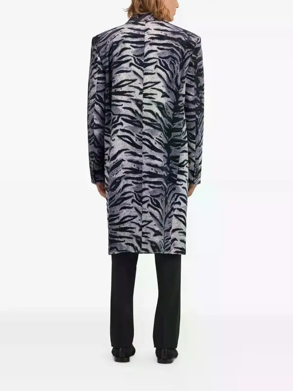 Roberto Cavalli Tiger-print Double-breasted Overcoat