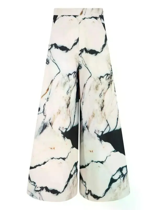 Roberto Cavalli Marble-print Trousers - White