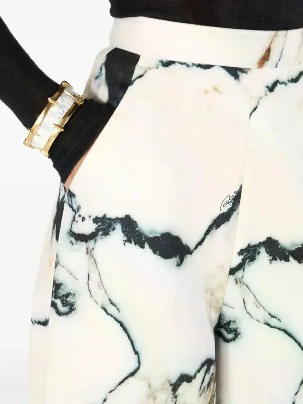 Roberto Cavalli Marble-print Trousers