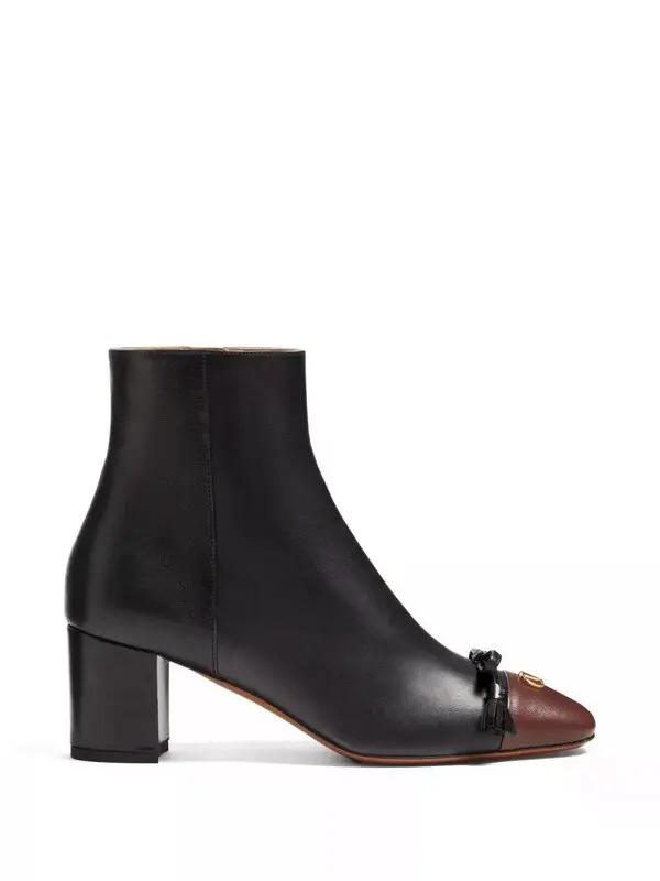 Valentino Garavani Two-tone Kidskin Leather Ankle Boots With Vlogo Detail