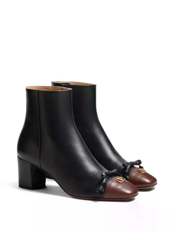 Valentino Garavani Two-tone Kidskin Leather Ankle Boots With Vlogo Detail