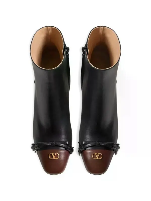 Valentino Garavani Two-tone Kidskin Leather Ankle Boots With Vlogo Detail
