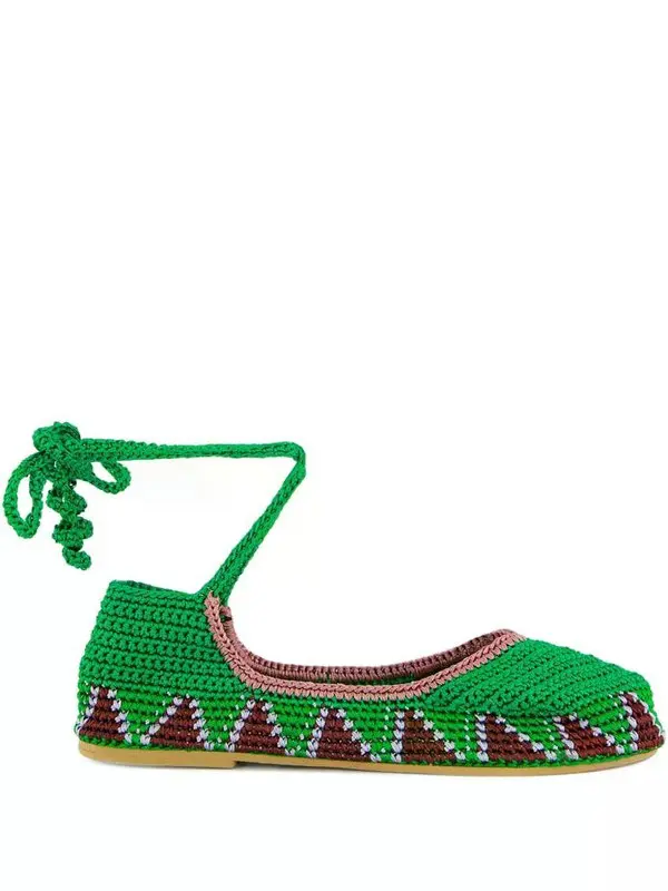 KASHURA Crochet Ballet Flats - Green