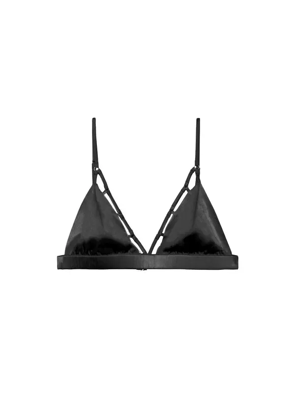 Fleur Du Mal Chelle Luxe Triangle Bra - Black