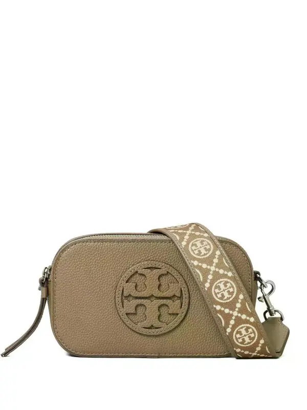 Tory Burch Leather Crossbody Bag With Logo - Neutrals