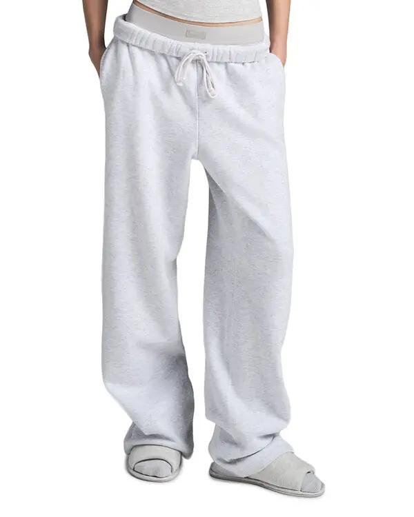 SKIMS Straight Leg Fleece Pants - Light Heather