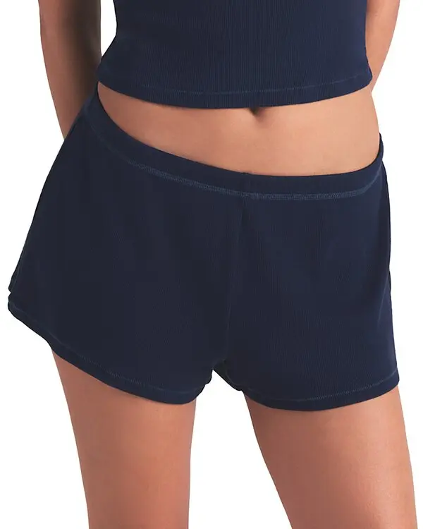 SKIMS Cotton Stretch Rib Loose Shorts - Navy