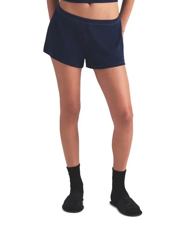 SKIMS Cotton Stretch Rib Loose Shorts - Navy