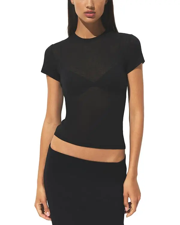 SKIMS Sheer Cotton Crewneck Tee - Soot