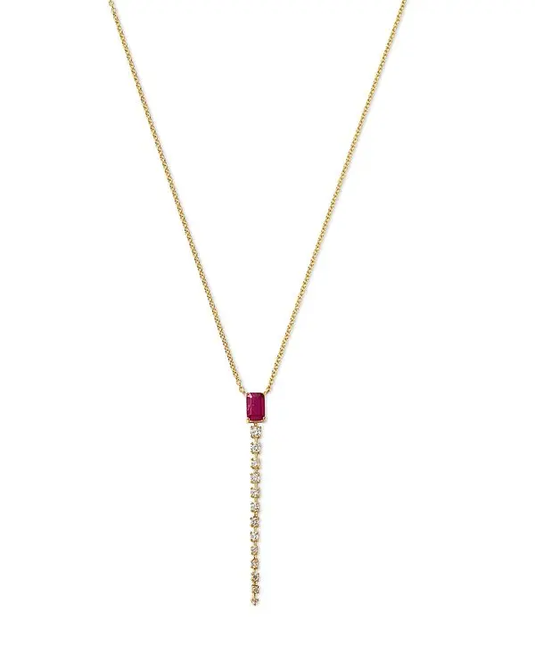 Bloomingdale'S Ruby And Diamond Lariat Necklace - Red/gold