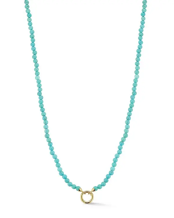 MOON & MEADOW Yellow Gold Beaded Pendant Necklace - Turquoise