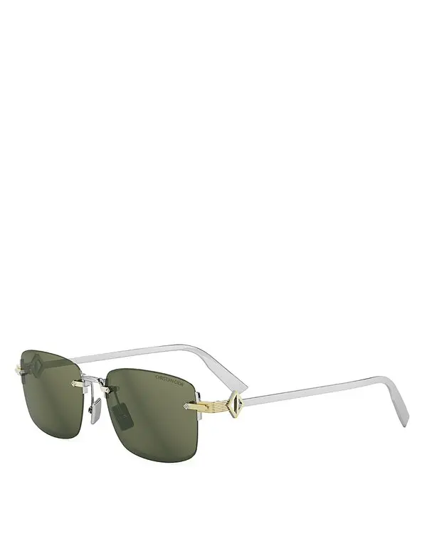 Dior Rectangle Sunglasses, 54mm - Palladium/green