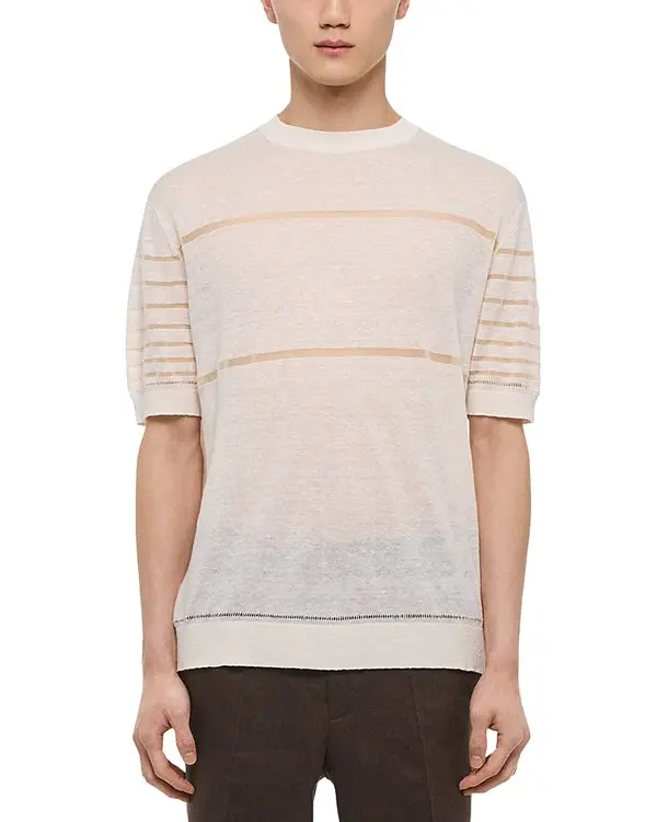 Helmut Lang Sheer Striped Short Sleeve Tee