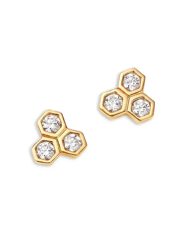 Bloomingdale'S Diamond Hexagon Trio Stud Earrings 0.5 Tcw - Gold