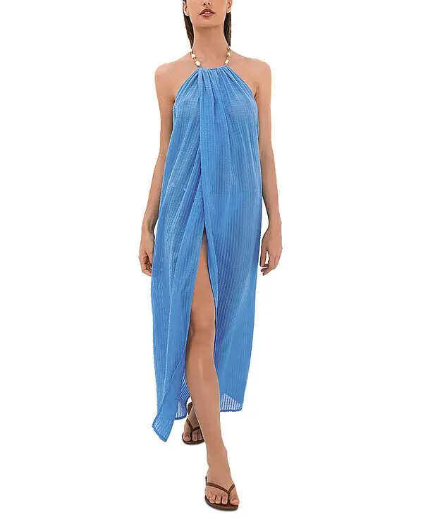 VIX PAULA HERMANNY Cloe Halter Maxi Dress Cover Up - Blue