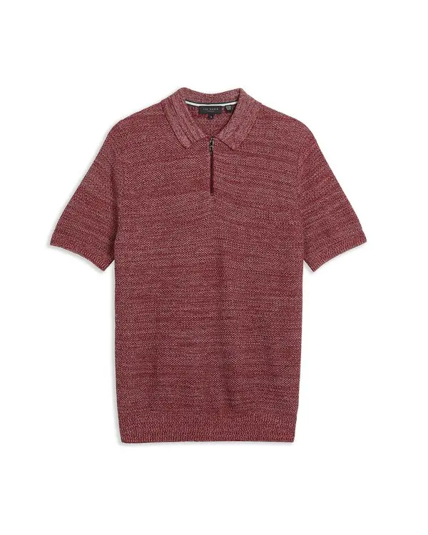 Ted Baker London Blossam Textured Quarter Zip Polo Shirt