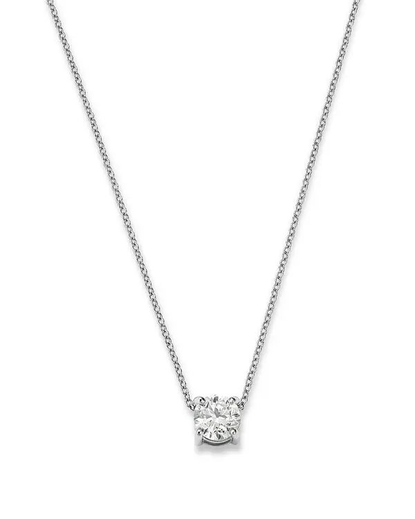 Bloomingdale'S 14k Gold 1.0 Tcw Diamond Solitaire Pendant Necklace - White