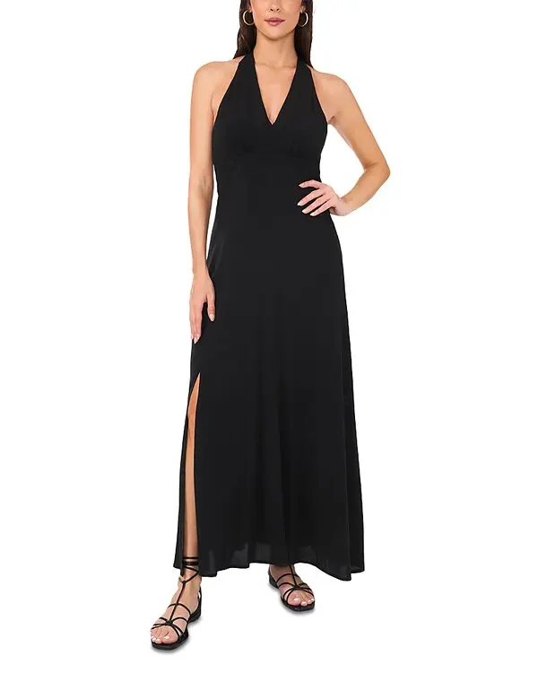 Vince Camuto Halter Beaded Back Maxi Dress - Rich Black