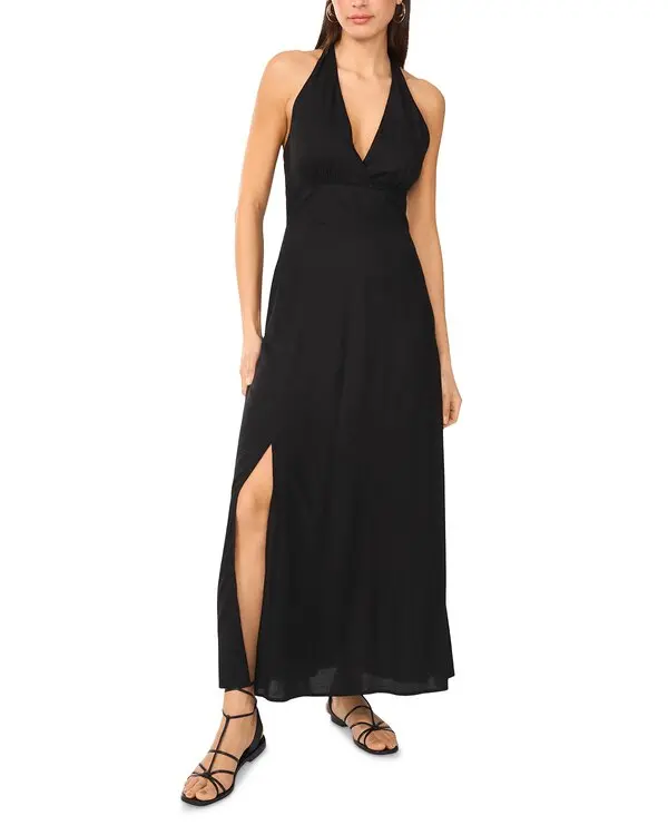 Vince Camuto Halter Beaded Back Maxi Dress - Rich Black