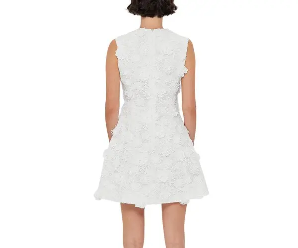 Leo Lin Briana V-Neck Embroidered Lace Mini Dress - Snow - 40% Off |  Editorialist