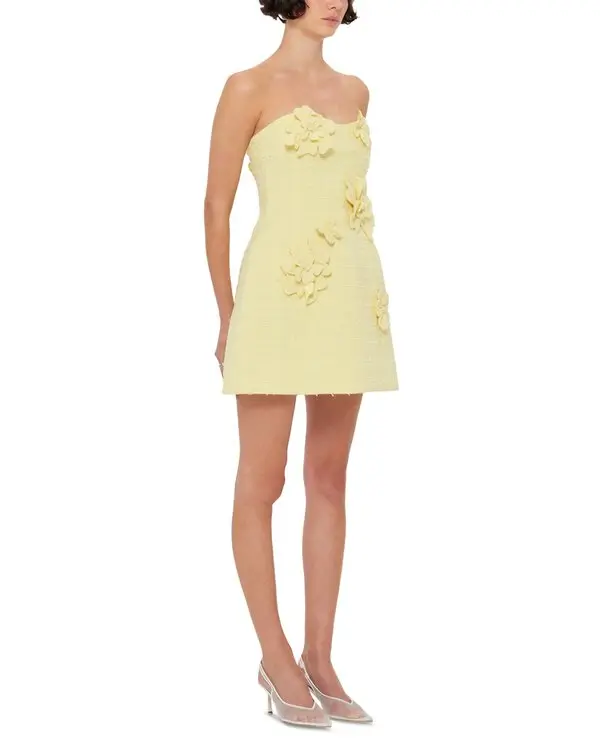 Leo Lin Rosario Tweed Petal Bustier Mini Dress - Sorbet Yellow - 60% Off |  Editorialist