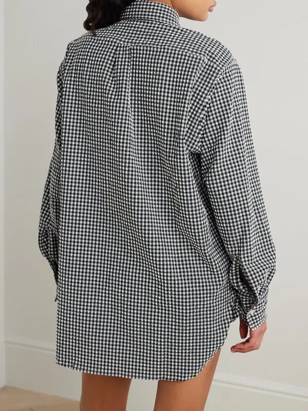 Hunza G Gingham Seersucker Shirt - Black