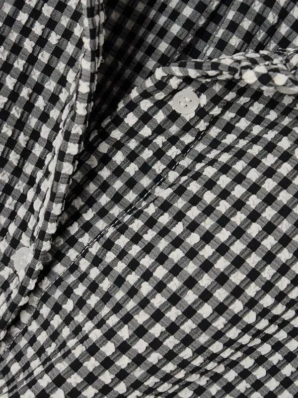 Hunza G Gingham Seersucker Shirt - Black