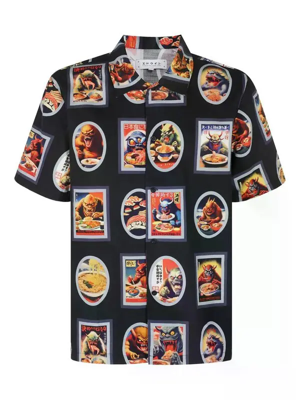 Edwin Hara Hachi Graphic-print Short-sleeve Shirt - Black