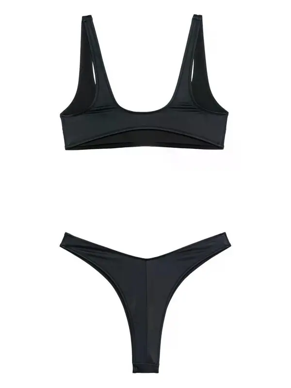 VENUJA Plunge-neck Bikini Set - Black