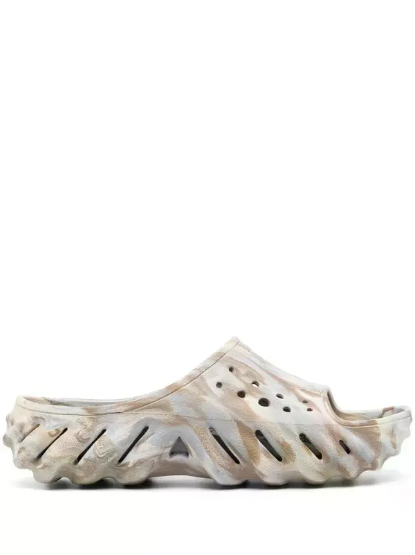 CROCS Marble-effect Perforated Slides