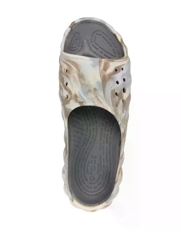 CROCS Marble-effect Perforated Slides