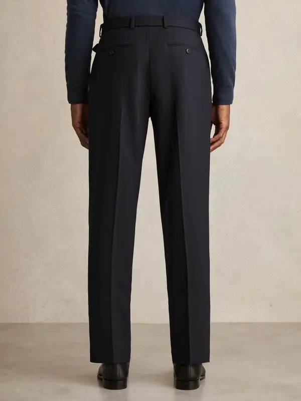 REISS Wool-blend Tailored Trousers - Navy