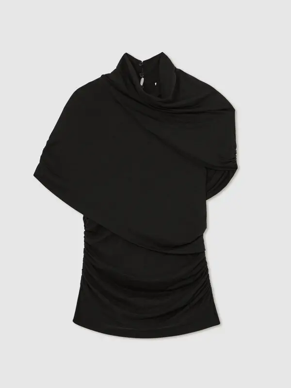 REISS Stretch Lyocell Draped Top