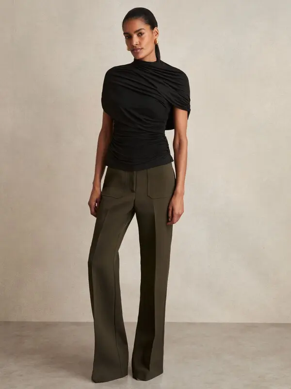 REISS Stretch Lyocell Draped Top