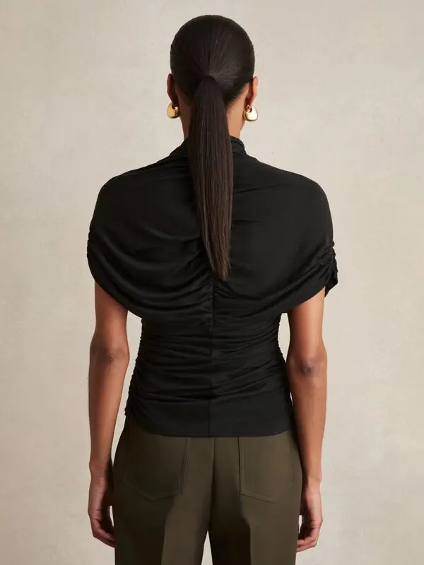 REISS Stretch Lyocell Draped Top