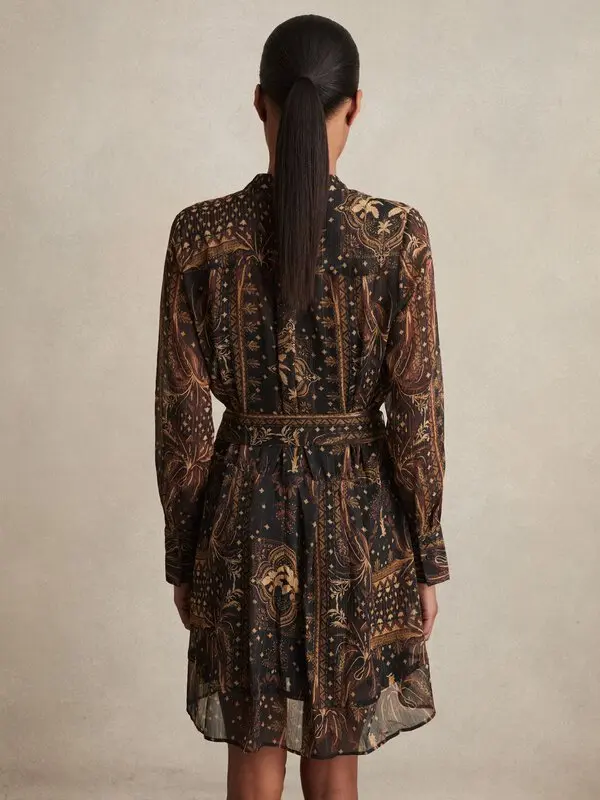 REISS Botanical-print Chiffon Mini Dress
