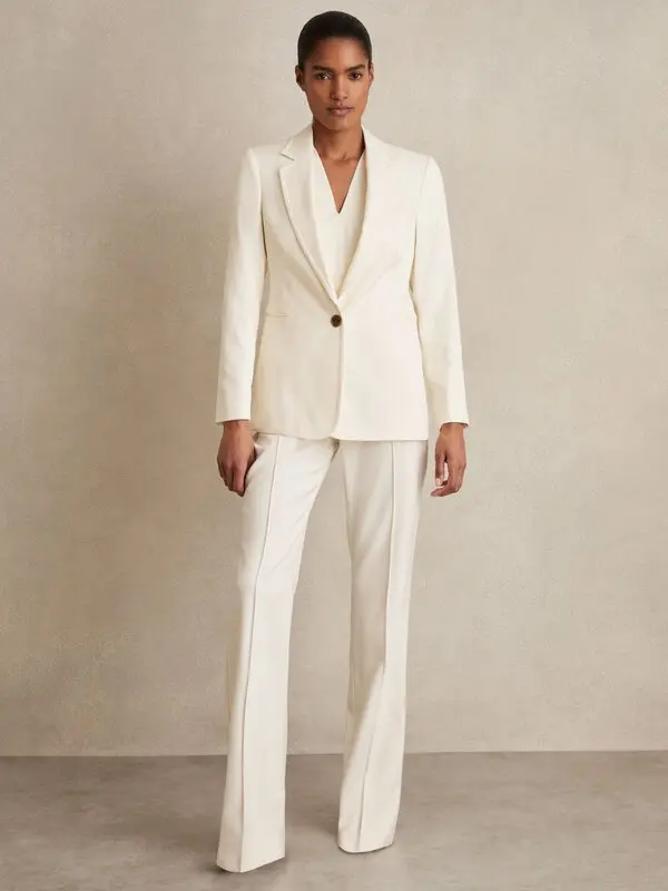 REISS Single-breasted Suit Jacket - Cream