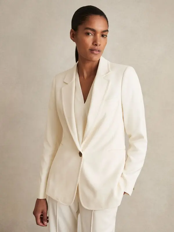 REISS Single-breasted Suit Jacket - Cream